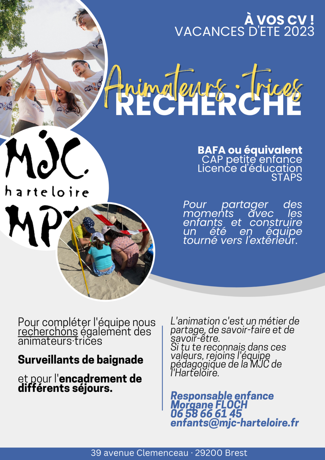 La MJC recrute animateurs – animatrices | MJC MPT Harteloire